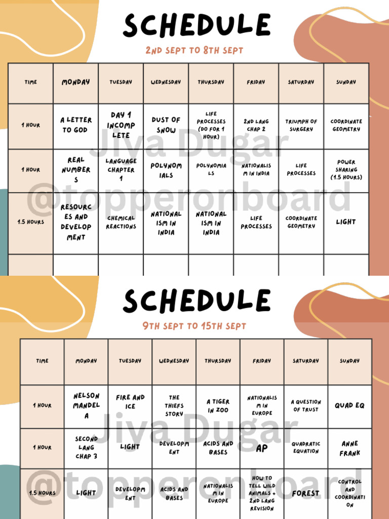 September Schedule by Jiyadugar | PDF