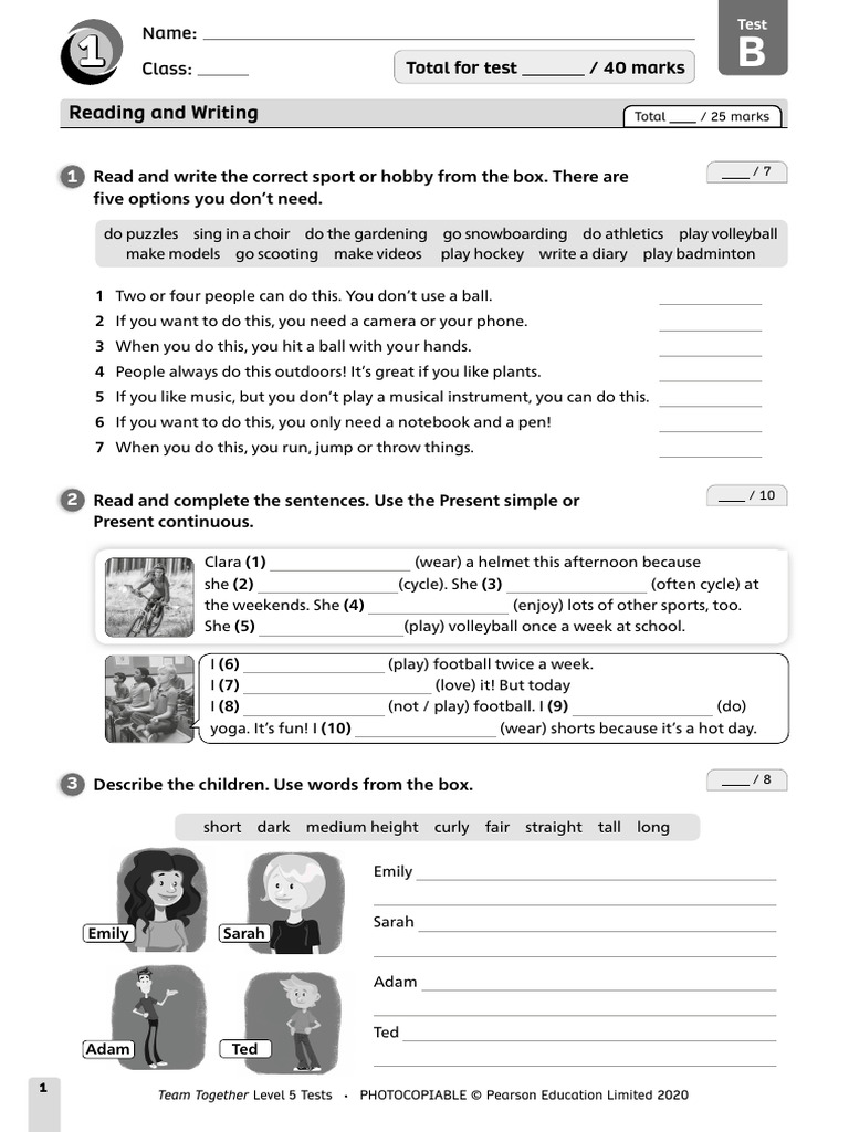TT5 Tests Unit 1B | PDF