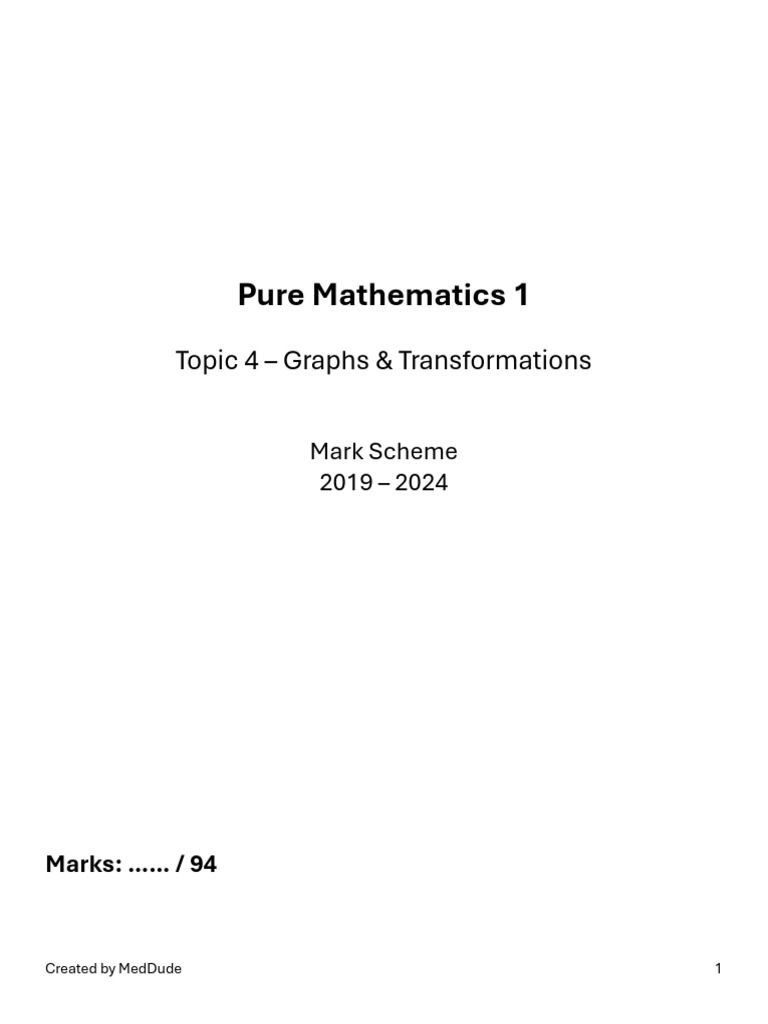 P1 - Topic 4 Graphs 2019 - 2024 MS | PDF