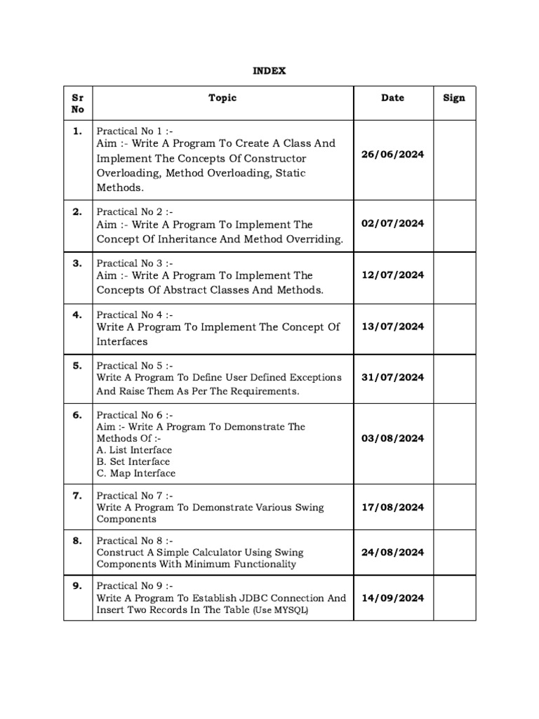 Sycs Core Java Practicals Semester - III | PDF