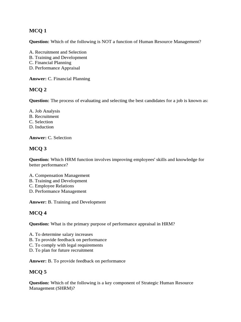 MCQ On HRM | PDF