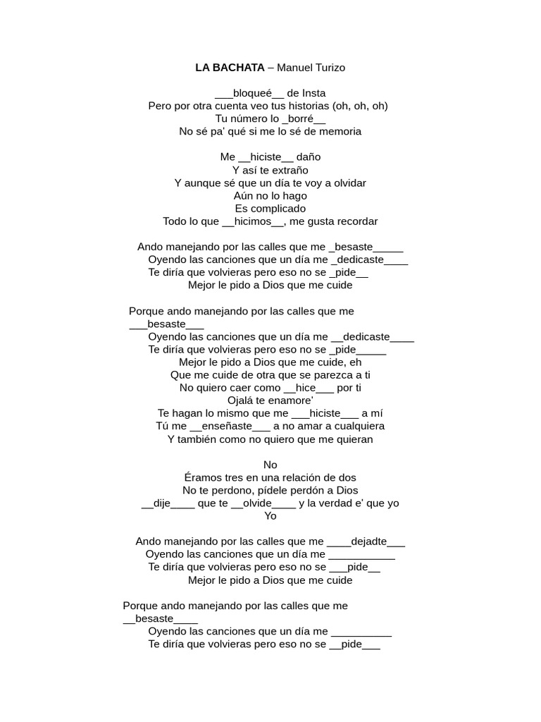 La Bachata - Manuel Turizo | PDF