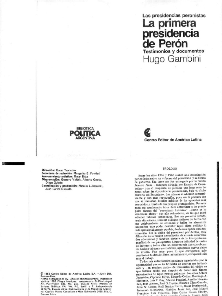 La Primera Presidencia de Peron - Hugo Gambini | PDF