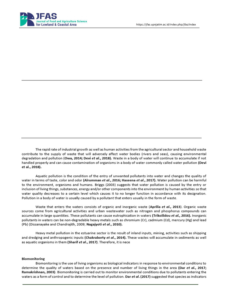 Review Mangroves As Indicators of Heavy Metal Pollution in Water | PDF