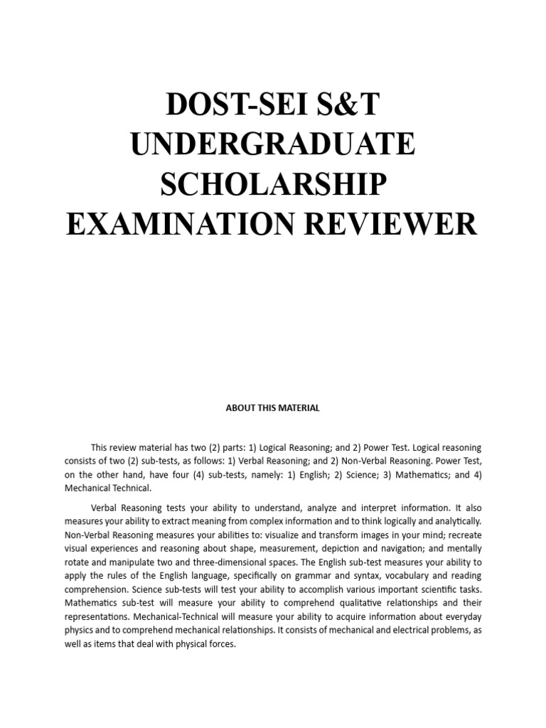 Compiled Reviewer For Dost-Sei S&T Undergraduate Scholarship ...