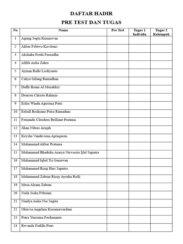 Daftar Hadir 1 | PDF