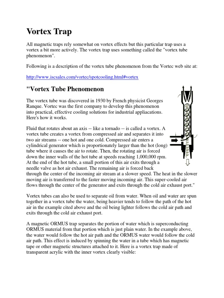 Magnetic ORMUS Vortex Trap | PDF | Pipe (Fluid Conveyance) | Vortices