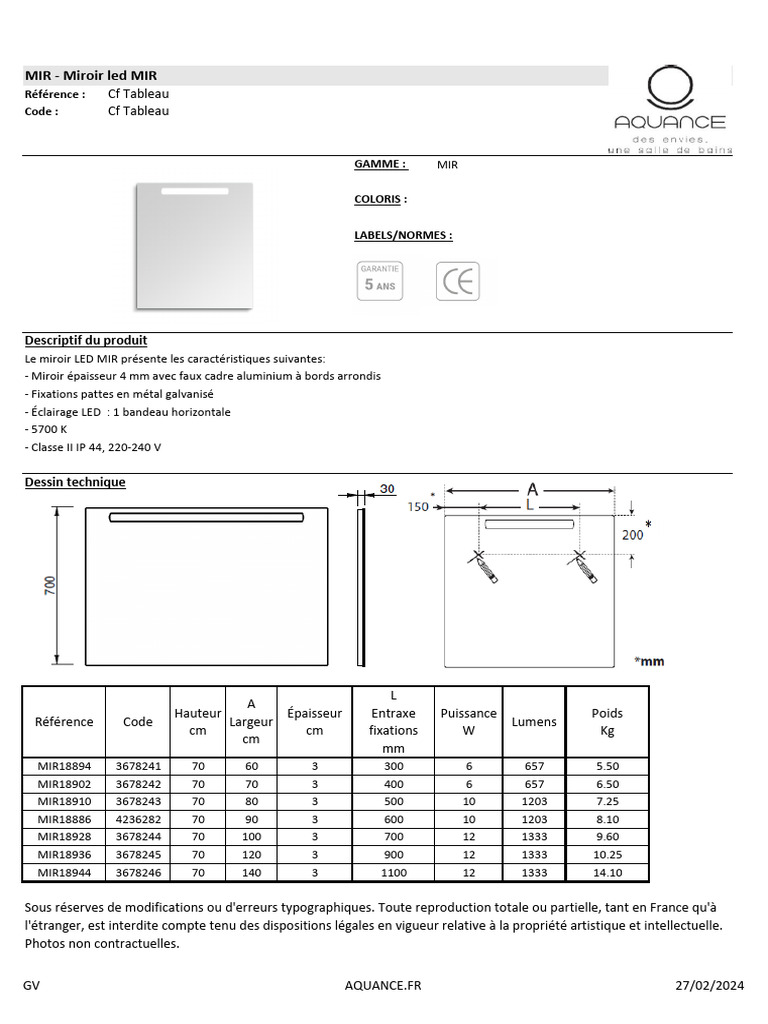 Fiche Technique | PDF