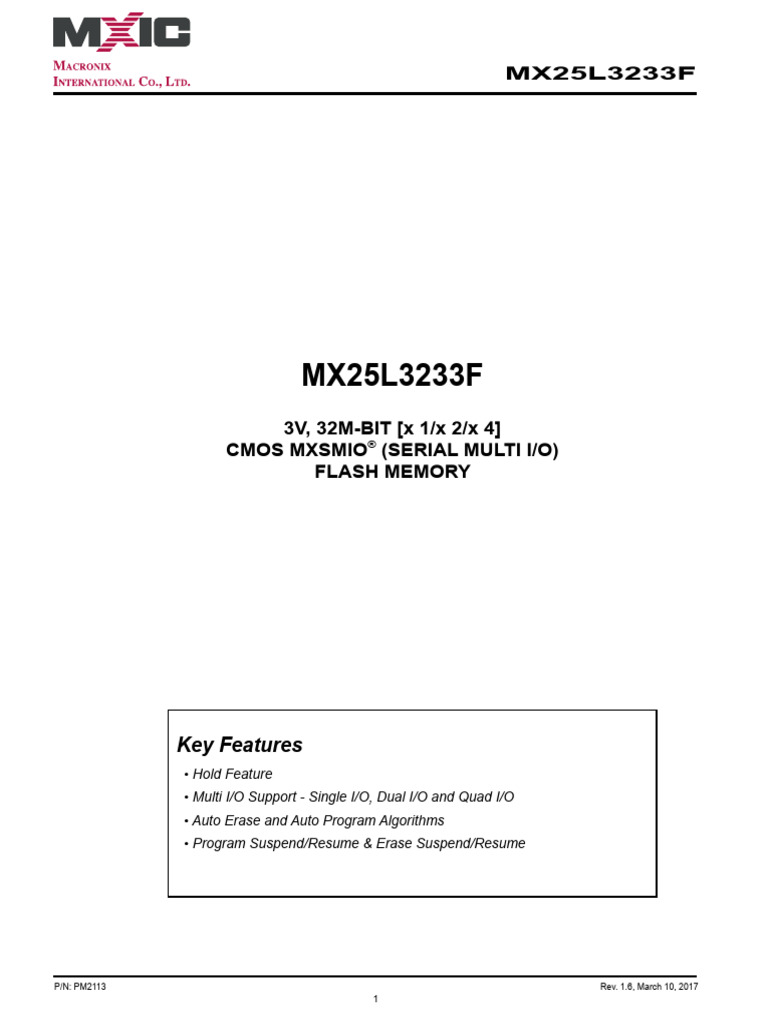 Macronix Mx2332 Datsheet | PDF