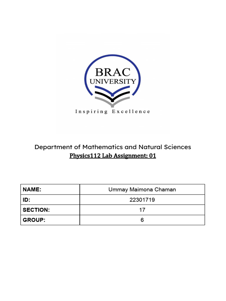 PHY-112 Assigntment 1 | PDF