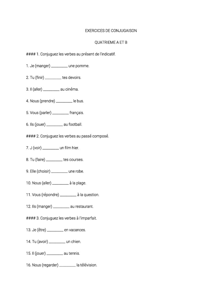 EXERCICES de Conjugaison | PDF