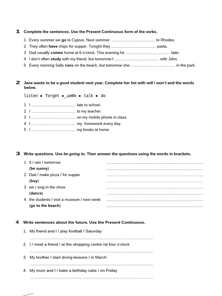 Will - Present Cont - Be Going To | PDF | Linguistics | Language Arts ...