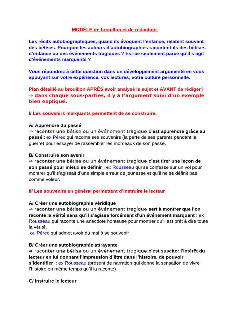 Plan Sujet de Réflexion | PDF