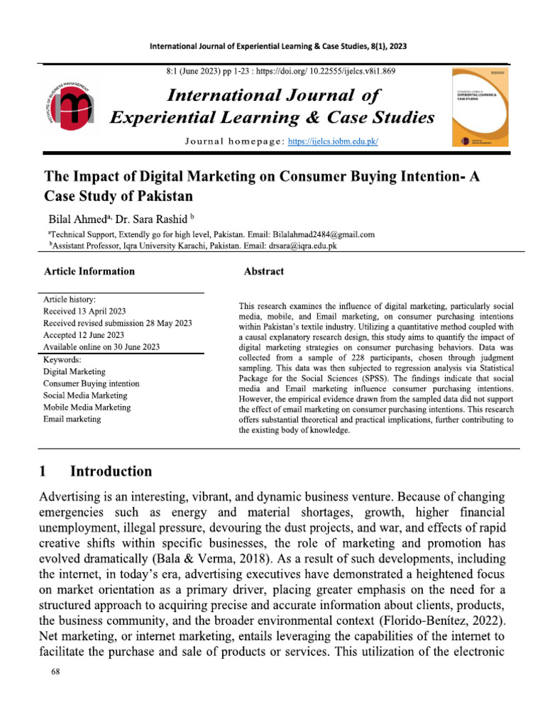 Article 4 The Impact of Digital Marketing On Consumer Buying Intention | PDF