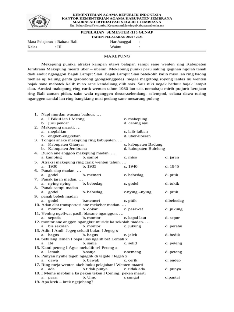 BHS - Daerah Kls. | PDF