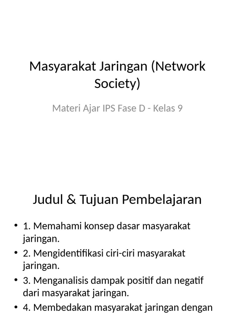 Masyarakat Jaringan Network Society | PDF
