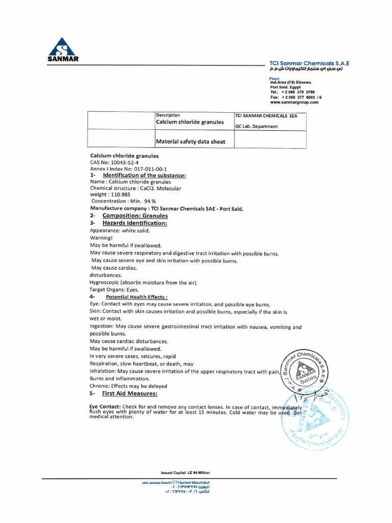 MSDS Tci Sanmar - 240105 - 122612 | PDF