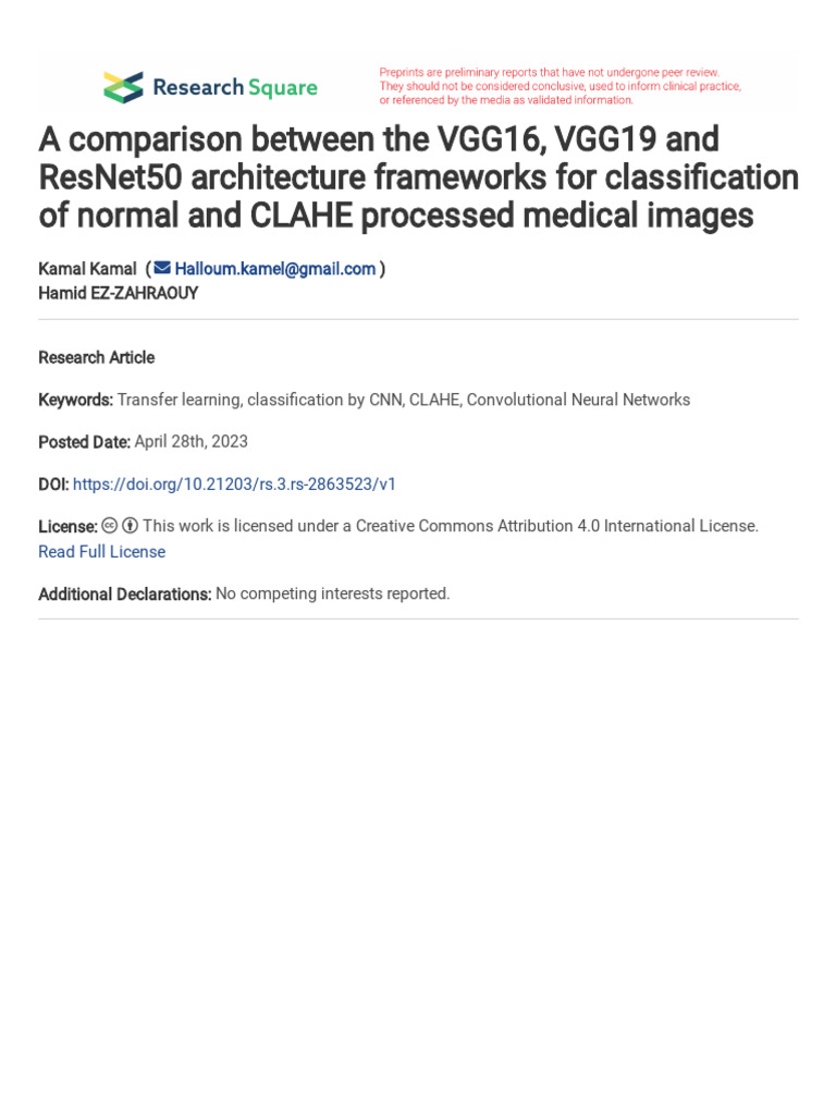 A Comparison Between The VGG16, VGG19 and ResNet50 Architecture ...