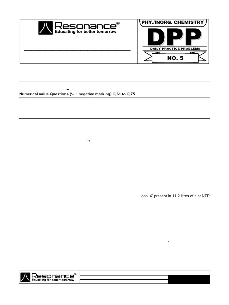 DPP No. 5 - CHEMISTRY | PDF