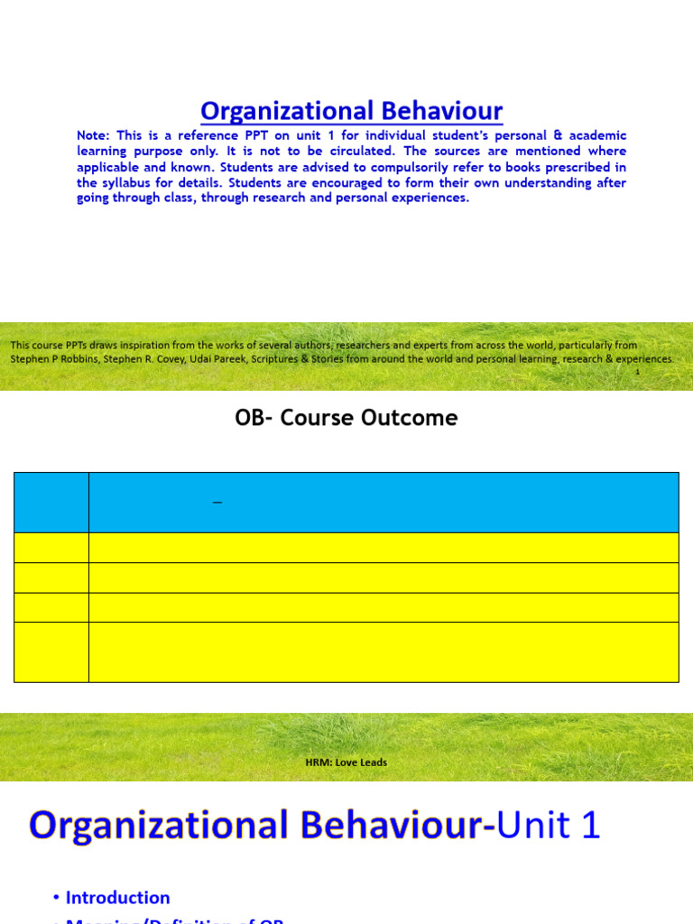 OB-Unit 1-Introduction To OB | PDF