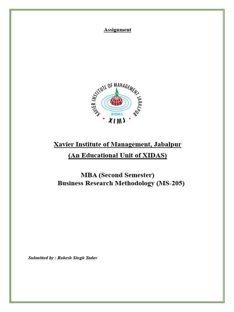 MBA - SEM Assignment - Business Research Methodology | PDF