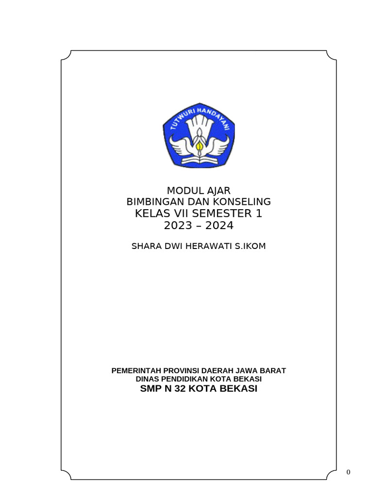 Modul Ajar BK SEMESTER I 2023 LENGKAP - SASA | PDF
