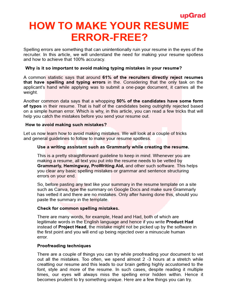 How+to+Make+Your+Resume+Error-Free | PDF