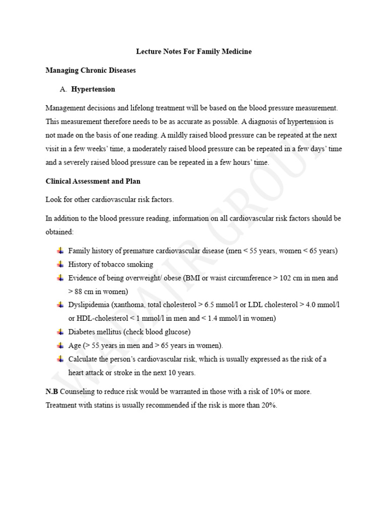 Lecture Notes For Family Medicine | PDF