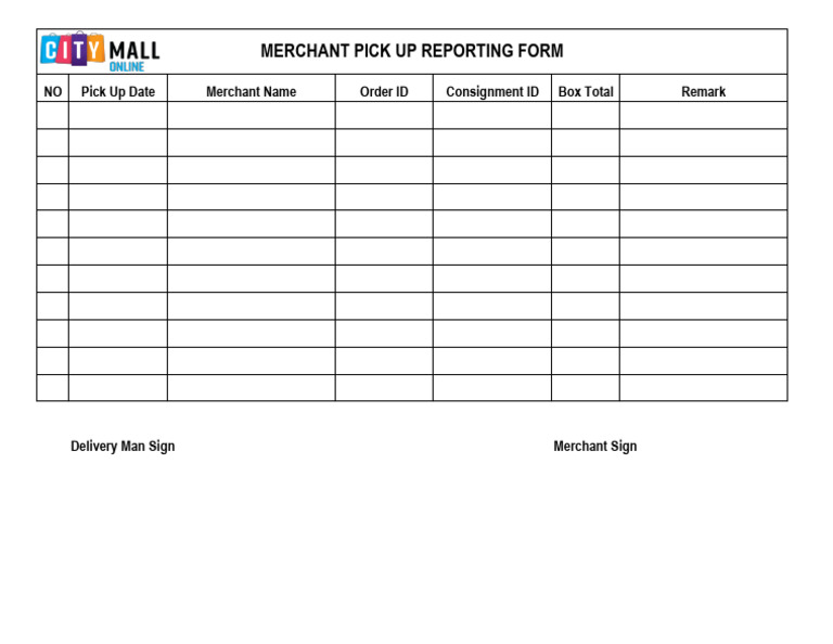 Merchant Pick Up Form | PDF
