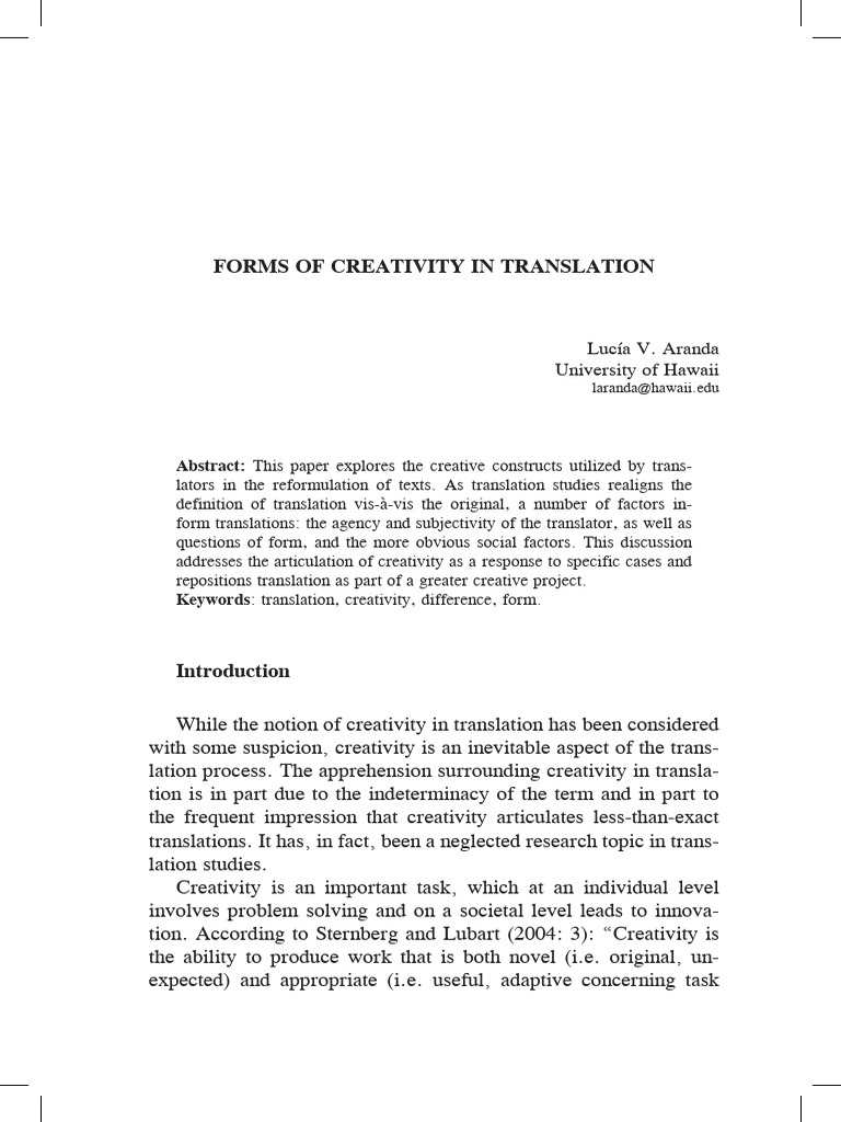 Forms of Creativity in Translation | PDF