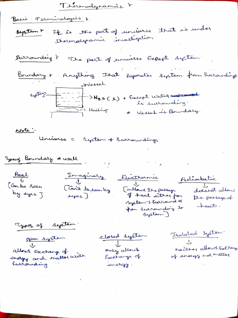 Thermodynamics Short Notes Handwritten | PDF | Thermodynamics ...