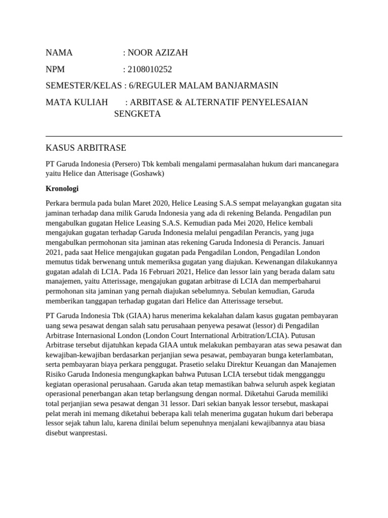 Tugas Arbitrase Selesai | PDF