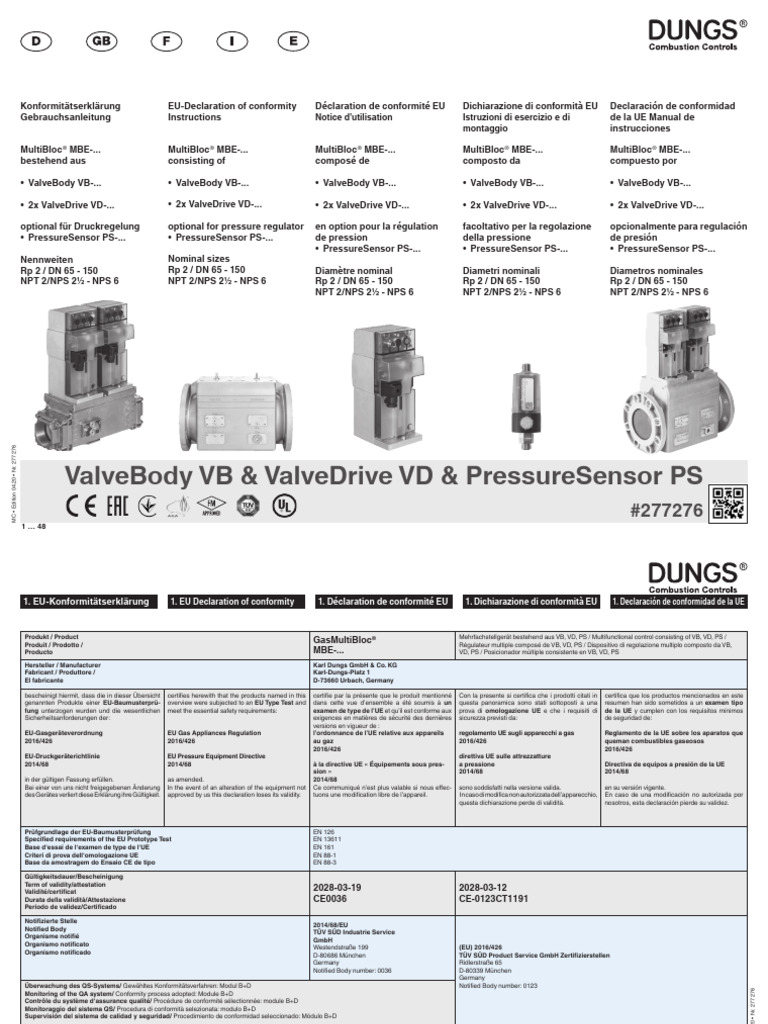 Valvebody VB & Valvedrive VD & Pressuresensor Ps | PDF