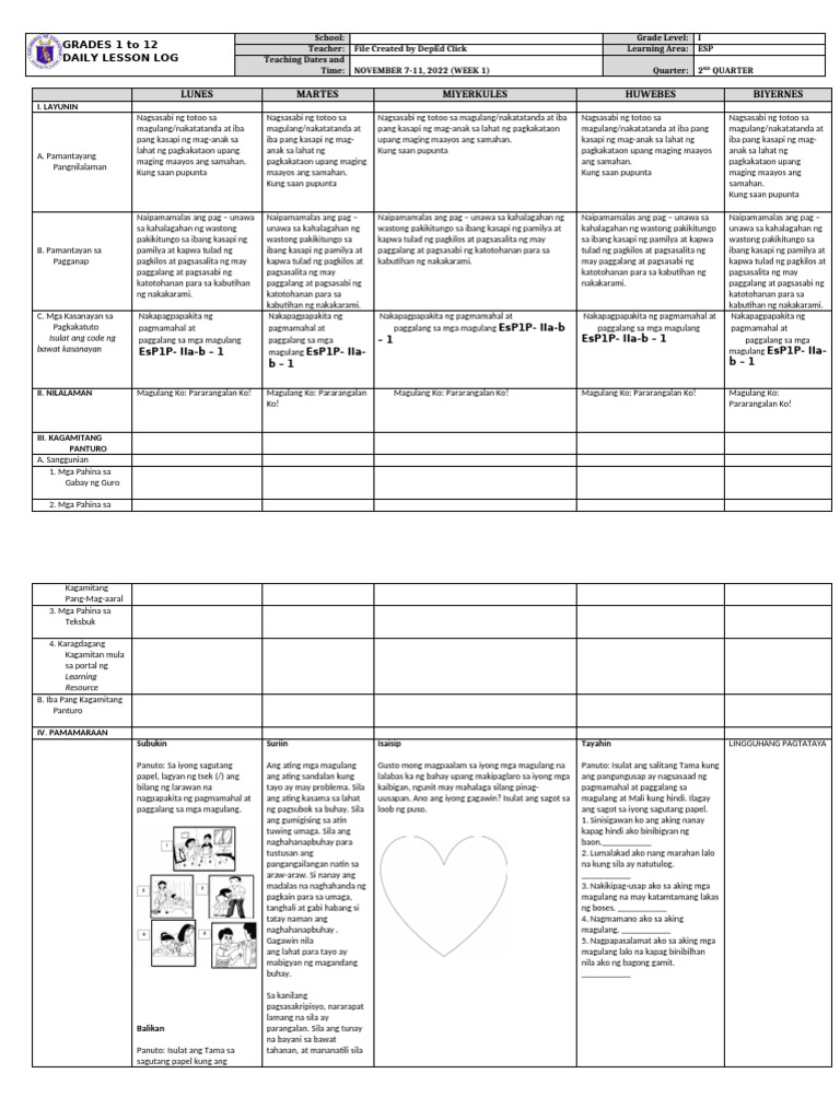 DLL - Esp 1 - Q2 - W1 | PDF