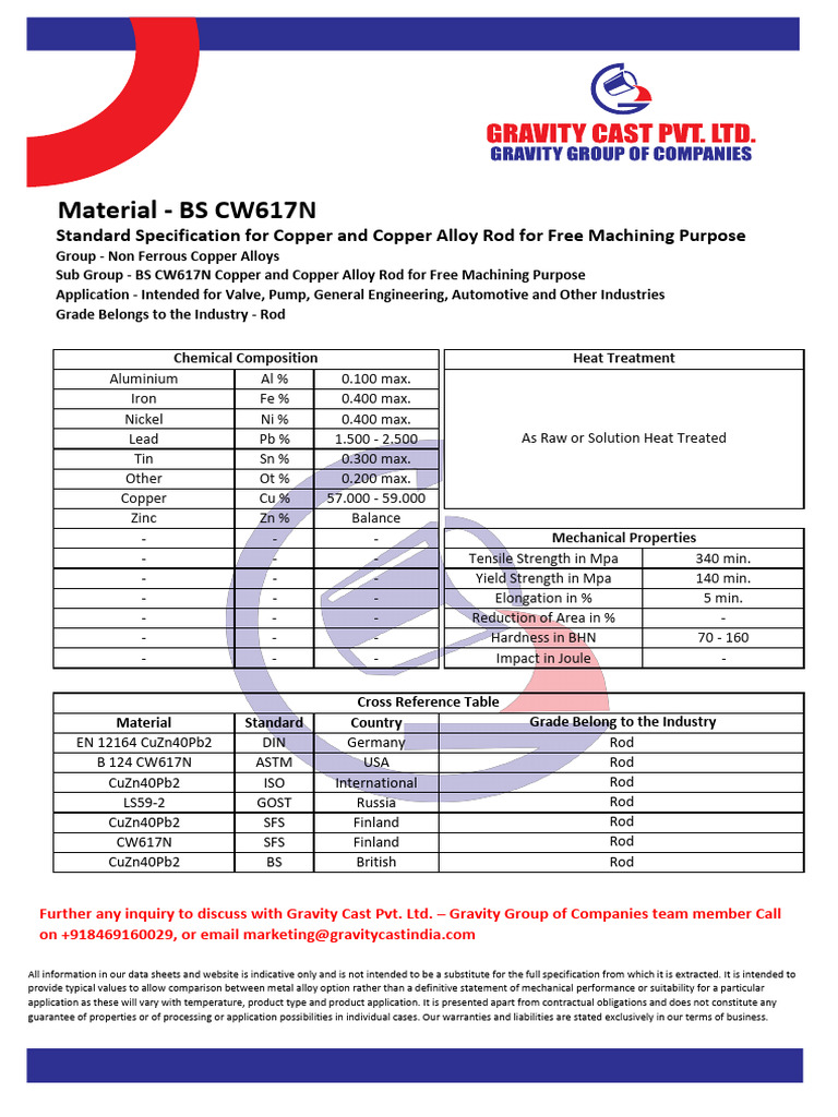 BS CW617N | PDF | Alloy | Copper