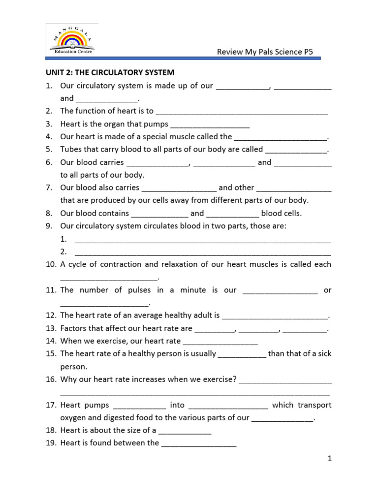 Unit 2 The Circulatory System - Questions | PDF