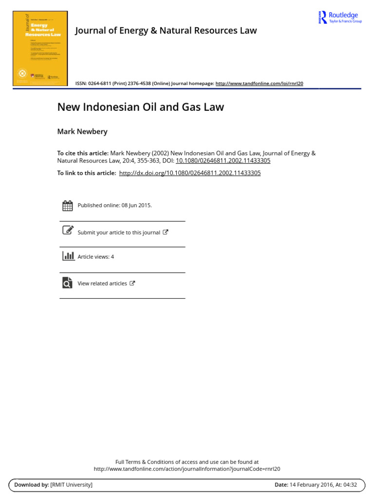 New Indonesian Oil and Gas Law (Mark Newbery) | PDF