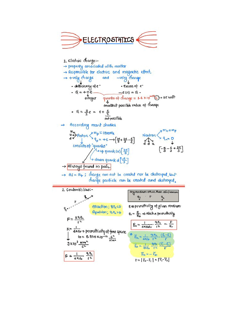 Electrostatic Short Notes ? | PDF