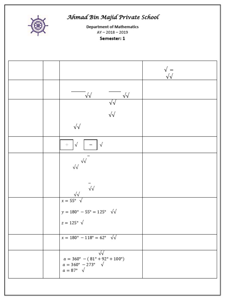 Short Test 1 Marking Scheme | PDF