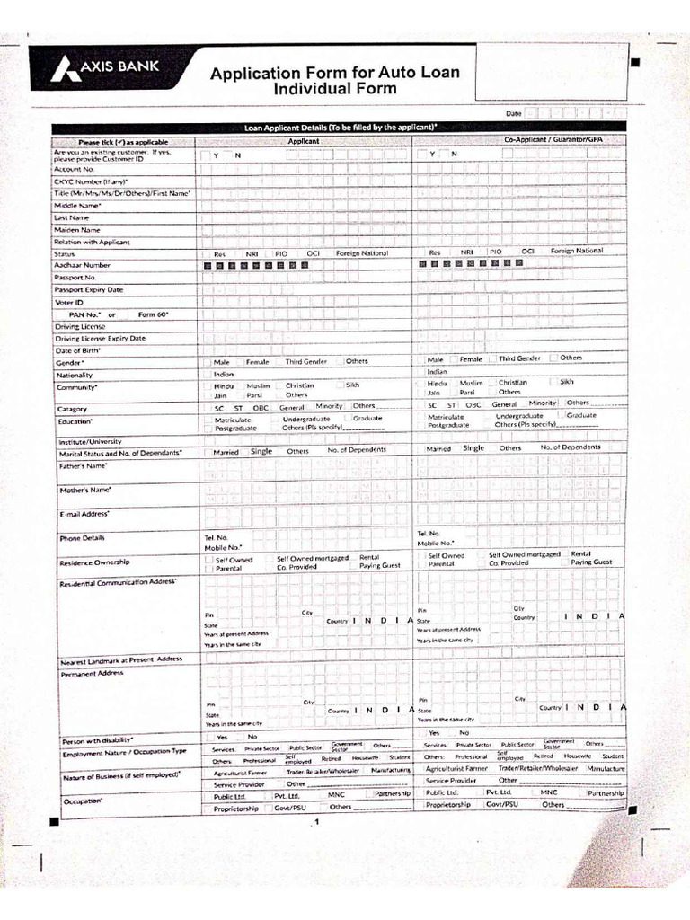 Axis Application From | PDF