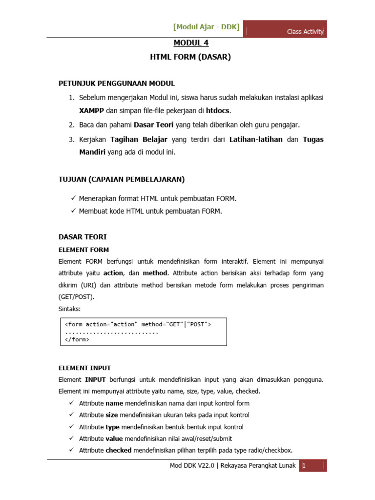 Modul DDK 4 - HTML Form | PDF