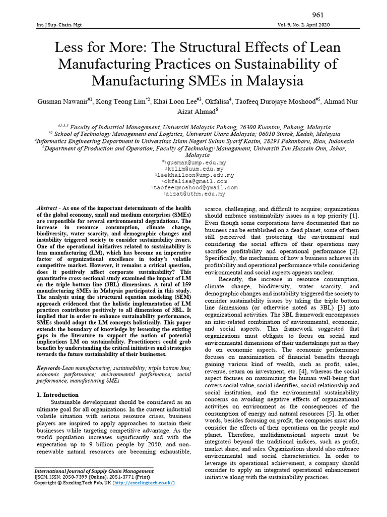 Less For More The Structural Effects of Lean Manufacturing Practices On ...