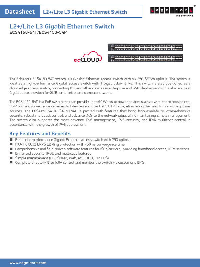 Edgecore ECS4150-54T Datasheet | PDF
