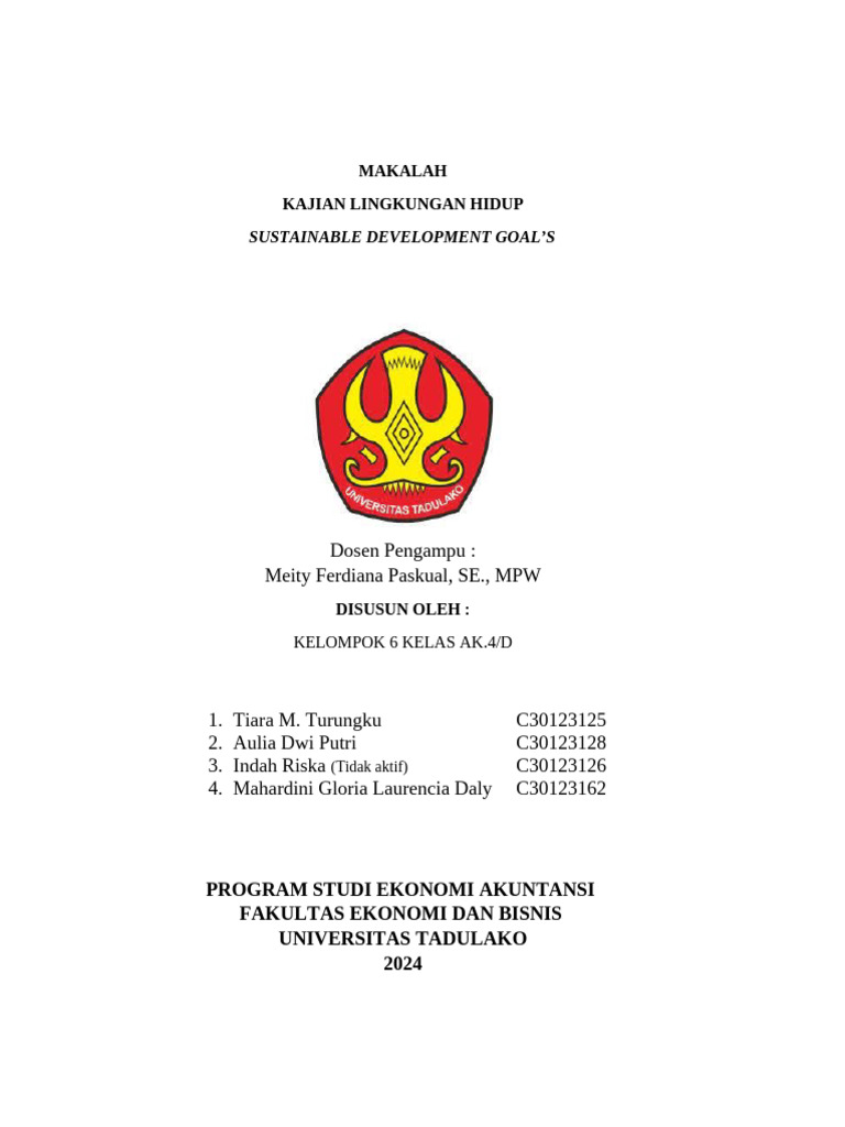 MAKALAH KLH - Sustainable Development Goals - Kelompok 6 | PDF