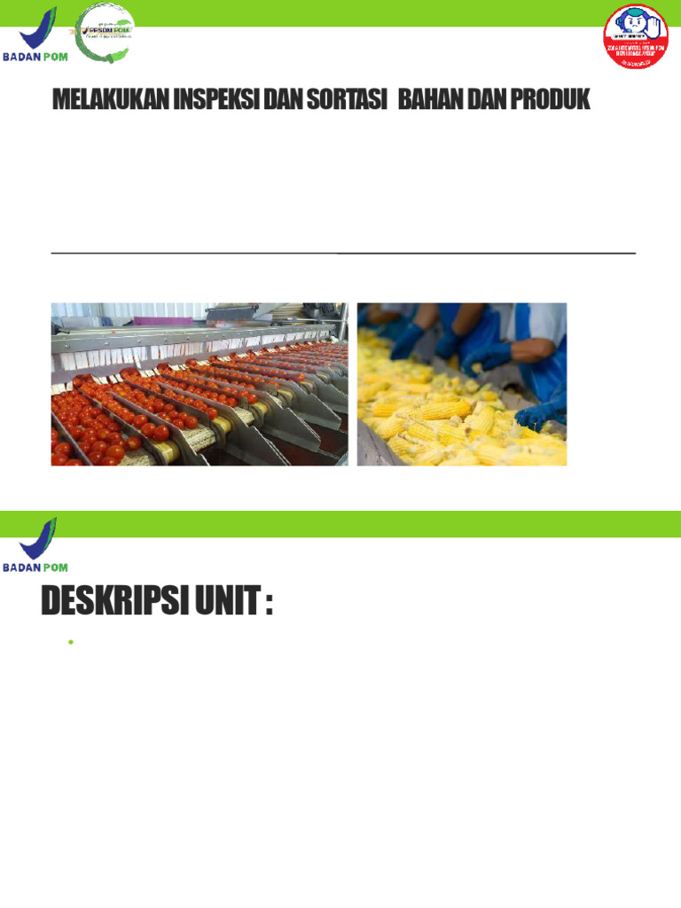 DFI - Melakukan Inspeksi Dan Sortasi Bahan Dan Produk 2024 | PDF