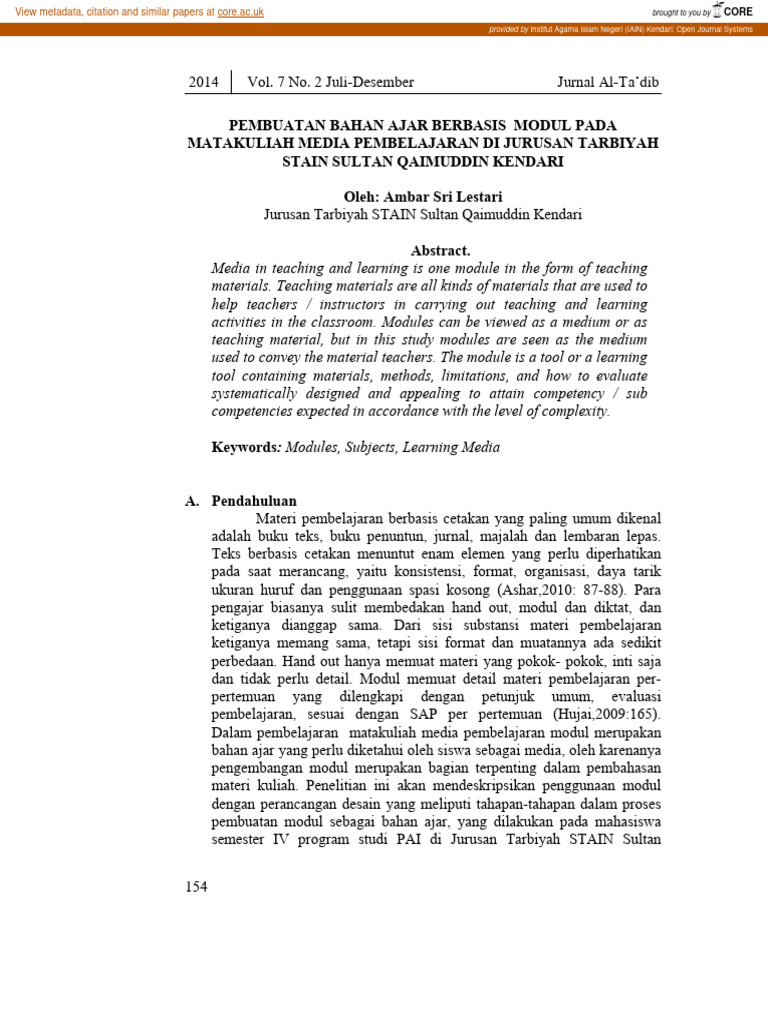 Pembuatan Bahan Ajar Berbasis Modul Pada | PDF