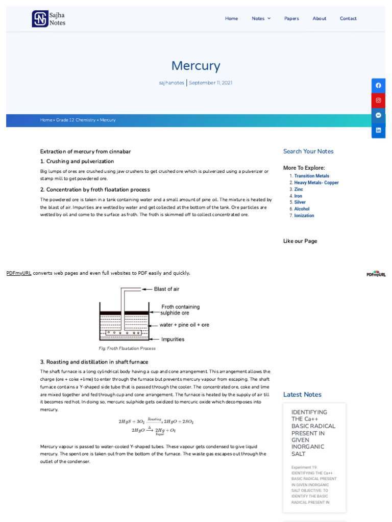 Sajhanotes Com Grade-12-Chemistry Mercury | PDF
