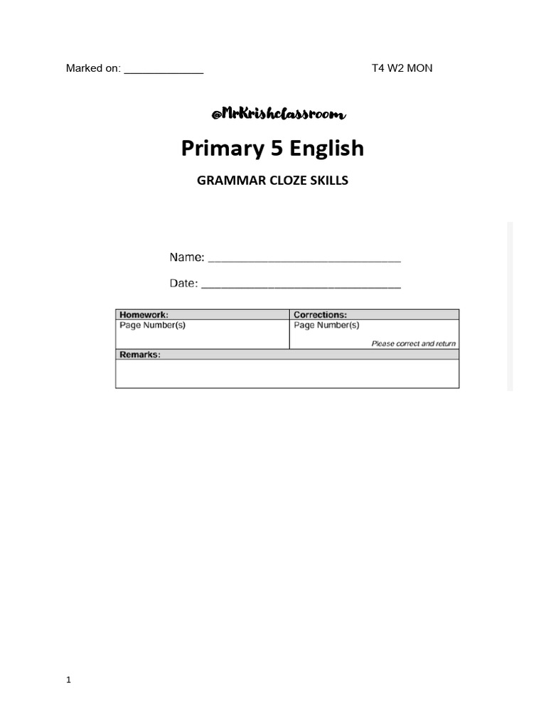 Grammar Cloze | PDF