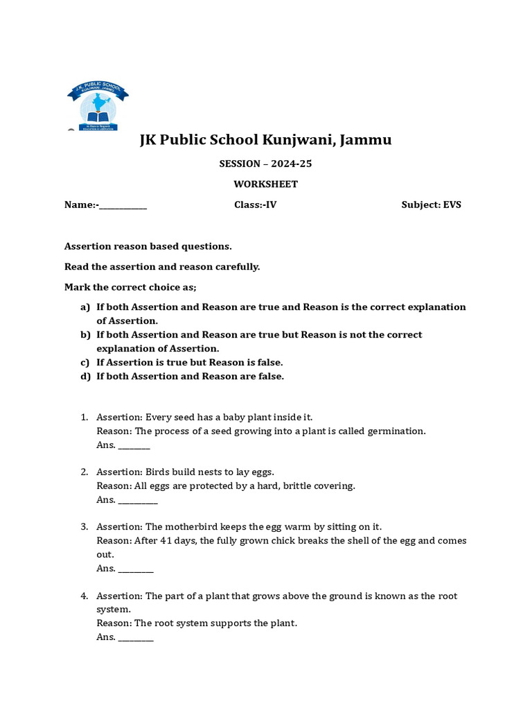 Class 4 Worksheet | PDF