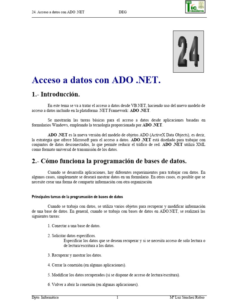 24-Acceso A Datos Con ADO .NET. | PDF